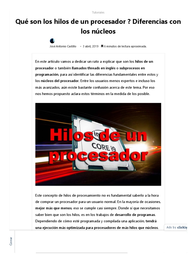 Qué Son Los Hilos de Un Procesador - Diferencias Con Los Núcleos | PDF | Hilo (Computación ...