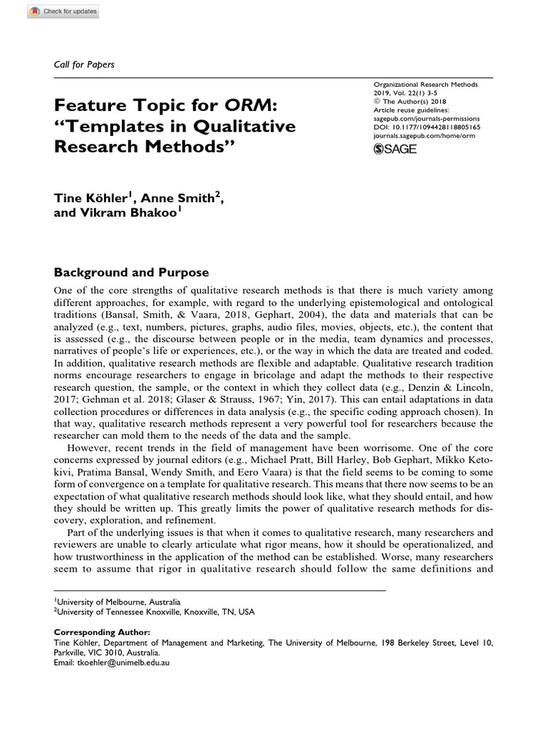 Kohler Et Al 2018 Feature Topic For Orm Templates in Qualitative ...