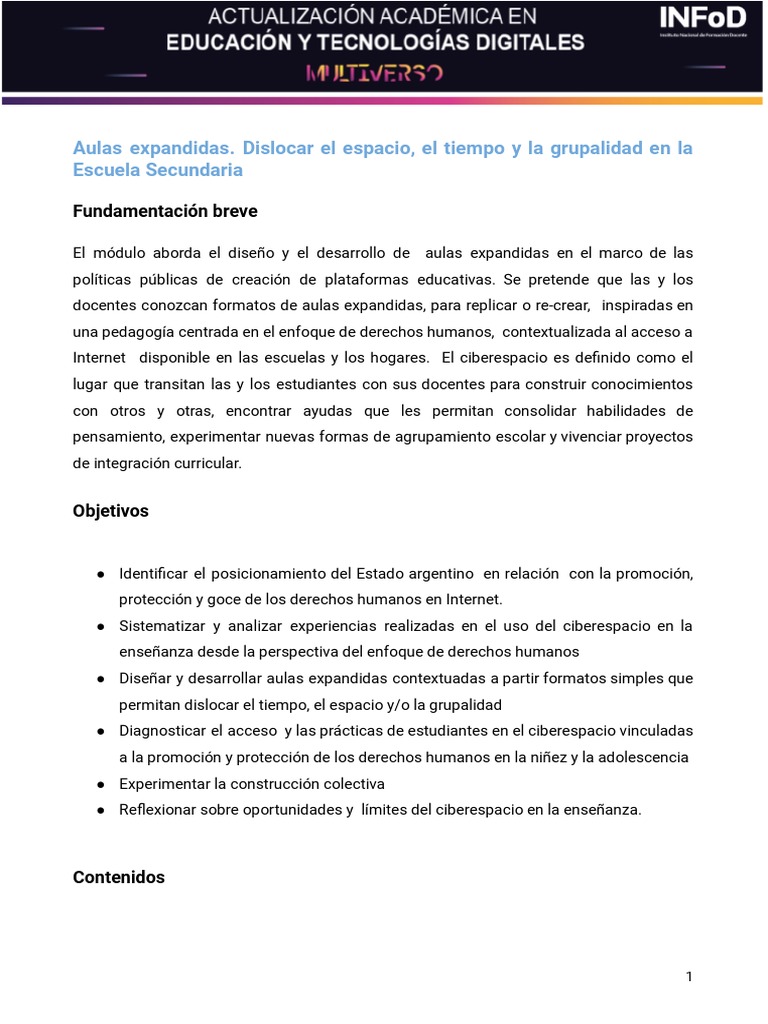 Programa Aulas Expandidas. Dislocar El Espacio, El Tiempo y La ...