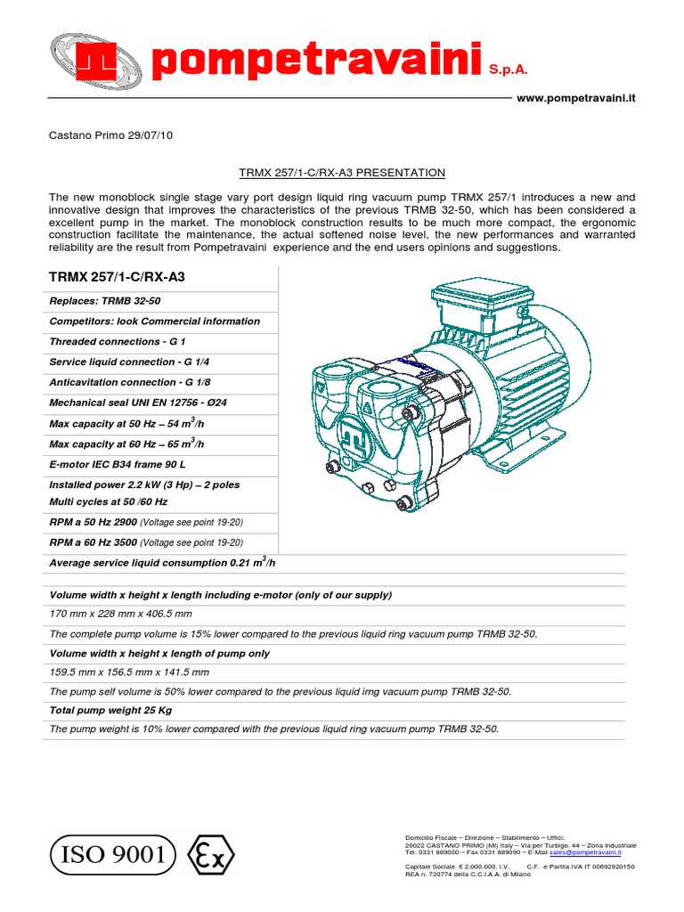 Travaini TRMX | PDF | Pump | Bearing (Mechanical)