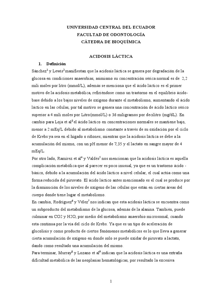 Acidosis Lactica | PDF | Ácido láctico | Glucólisis