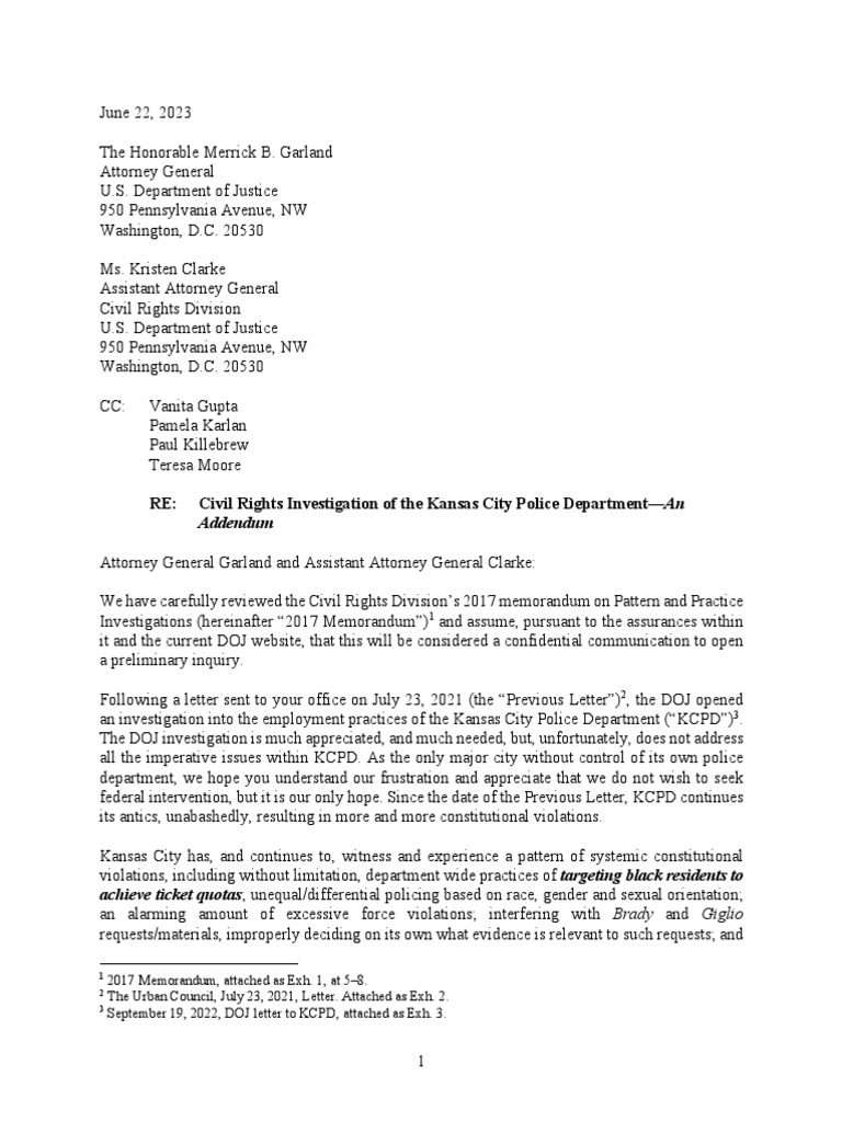 June 23 Letter To The U.S. Department of Justice | Download Free PDF ...