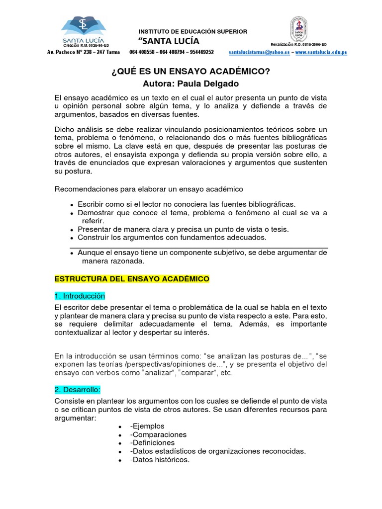 Definición y Estructura del Ensayo Académico | PDF | Ensayos