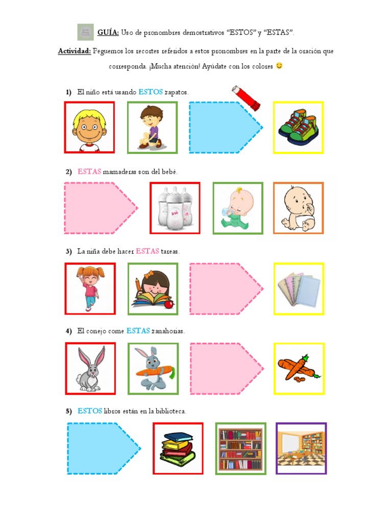 Uso de Pronombres Demostrativos ESTOS y ESTAS | PDF | Artes del ...