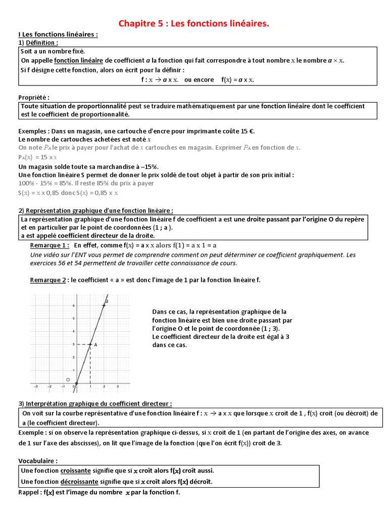 Introduction aux fonctions linéaires | PDF | Mathématiques