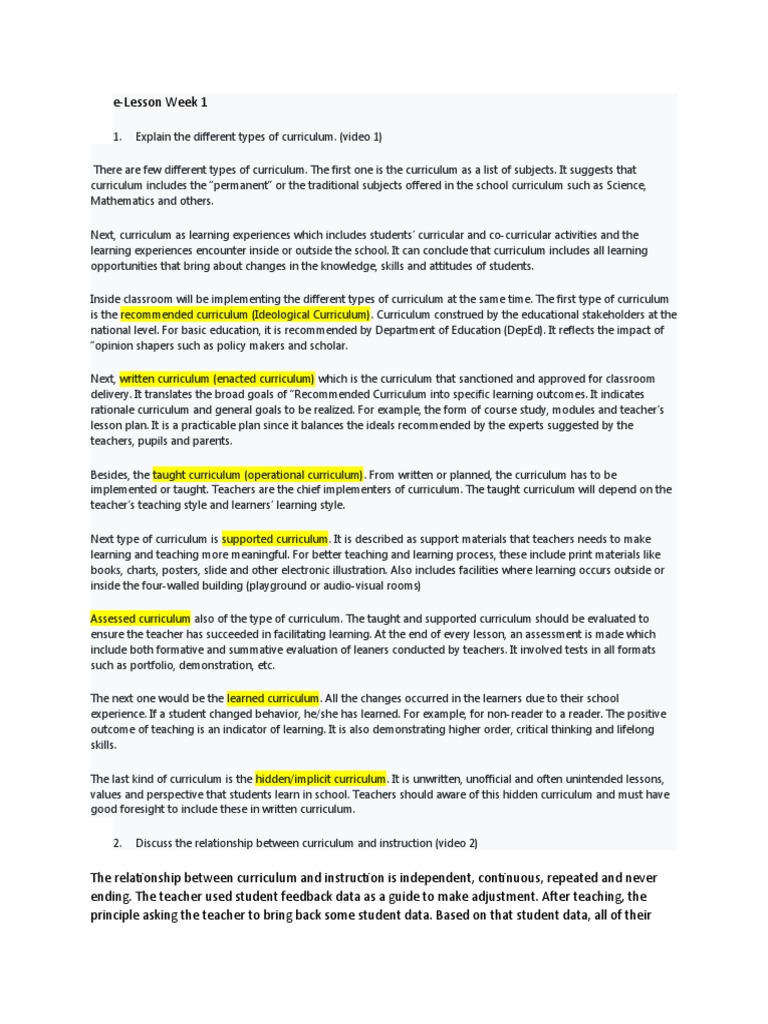 Types of Curriculum Explained | PDF | Curriculum | Teachers