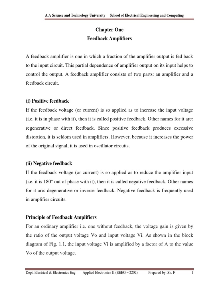 Applied II Note | PDF | Amplifier | Feedback