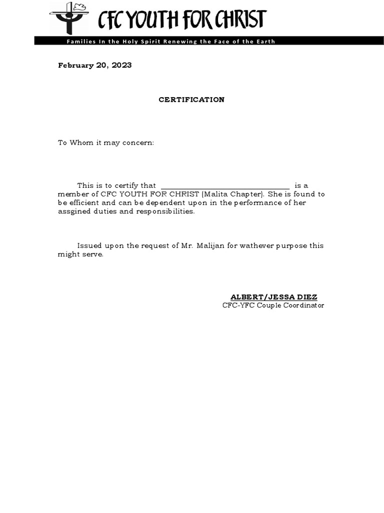 YFC Certification | PDF