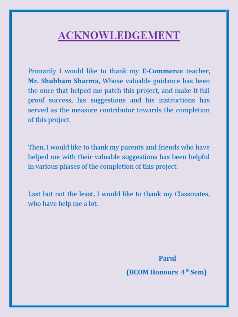 Acknowledgement Parul | PDF