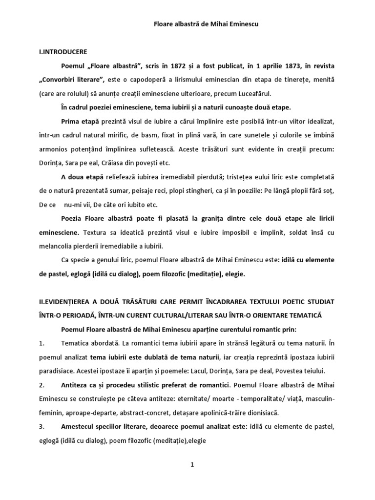 Floarea Albastra Eseu | PDF