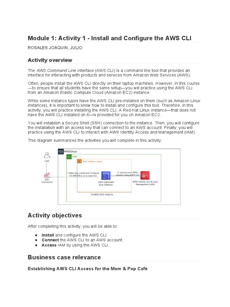 Module 1 - Activity 1 - Install and Configure The AWS CLI | PDF