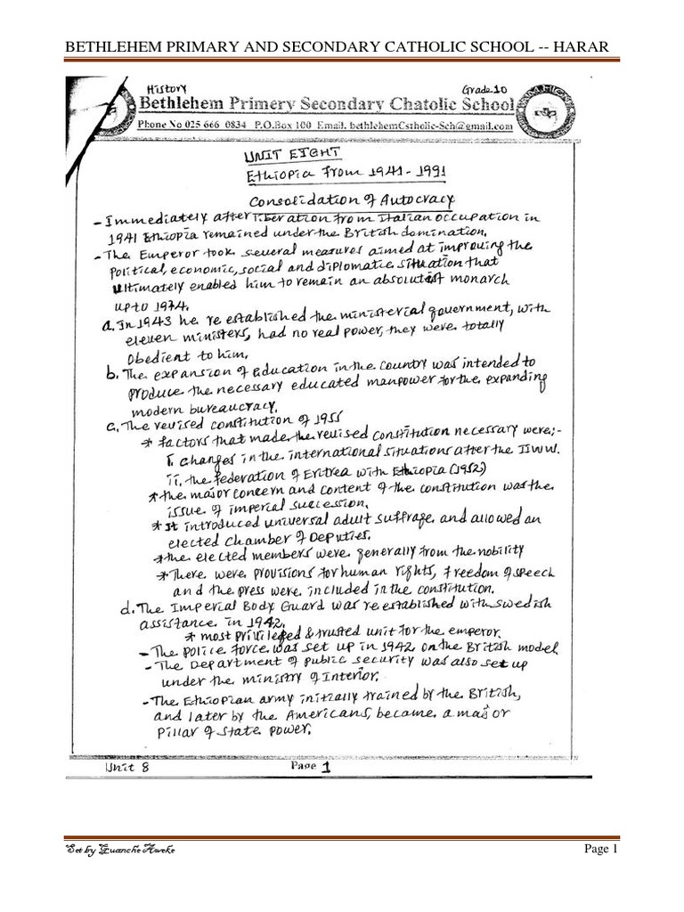 History For Grade 10 Unit 8 | PDF