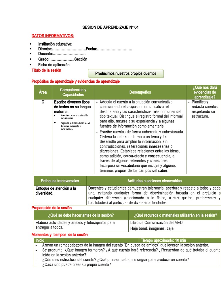 Producimos Nuestros Propios Cuentos | PDF | Aprendizaje