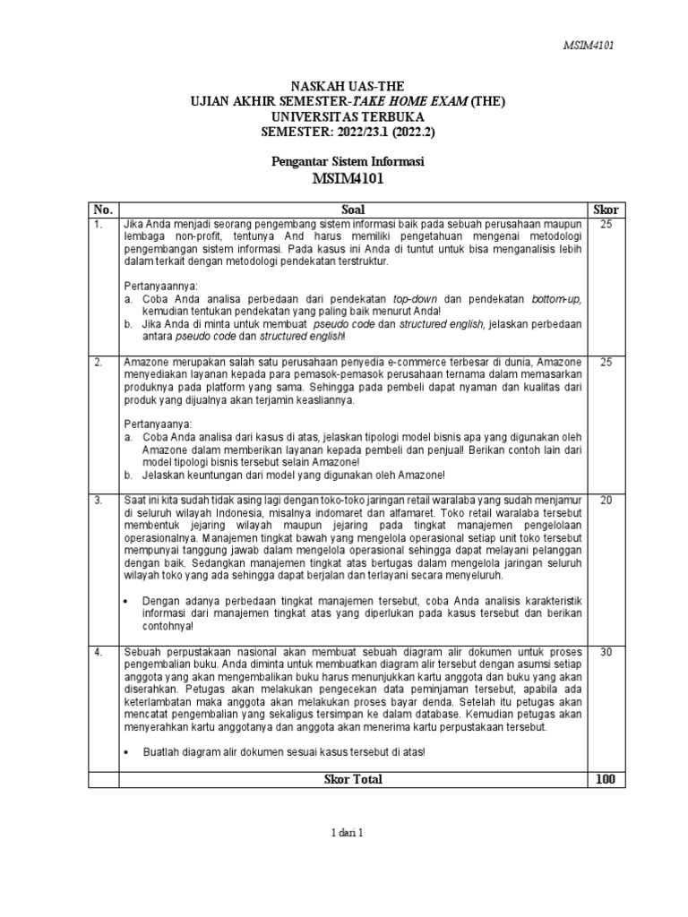 Naskah MSIM4101 The 1 | PDF
