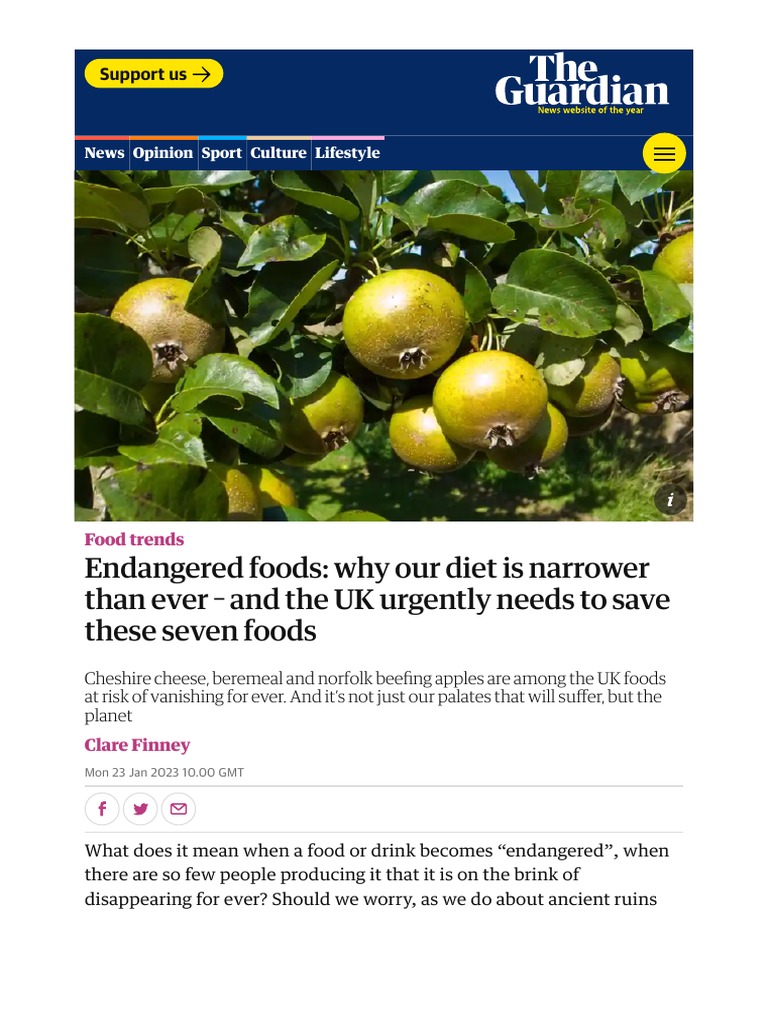 Endangered Foods - Why Our Diet Is Narrower Than Ever - and The UK Urgently Needs To Save These ...