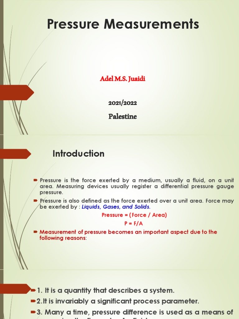 Pressure Measurements - AJ - 2022 | PDF | Pressure Measurement | Pressure