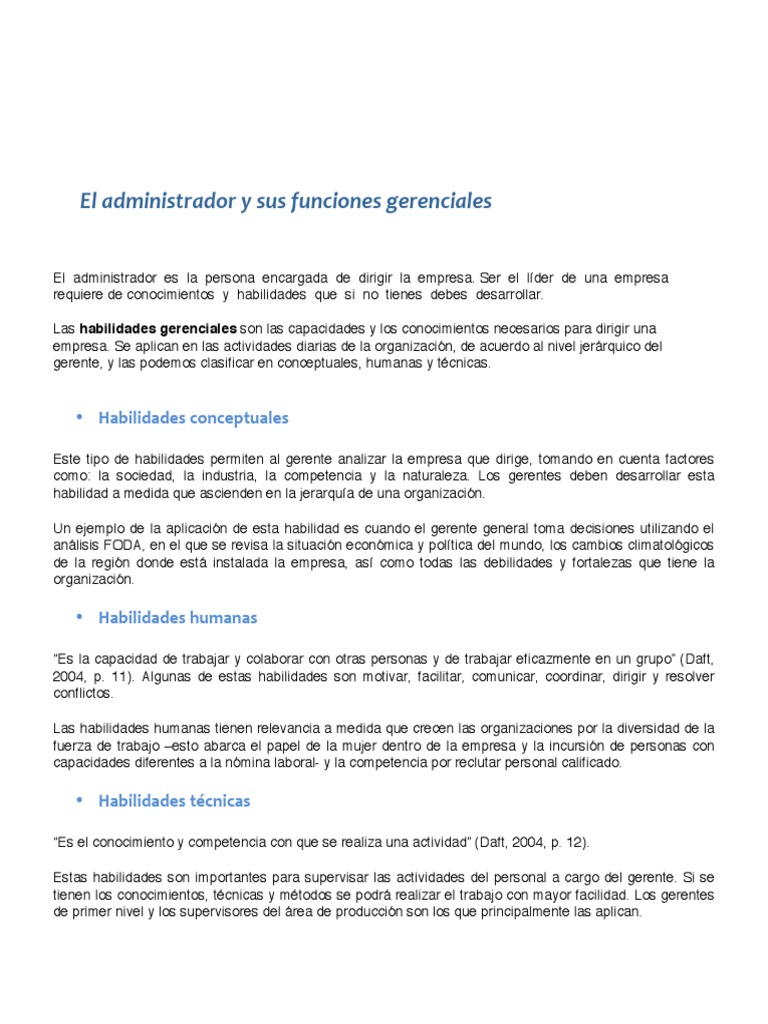 El Administrador y Sus Funciones Gerenciales | PDF | Business | Economias