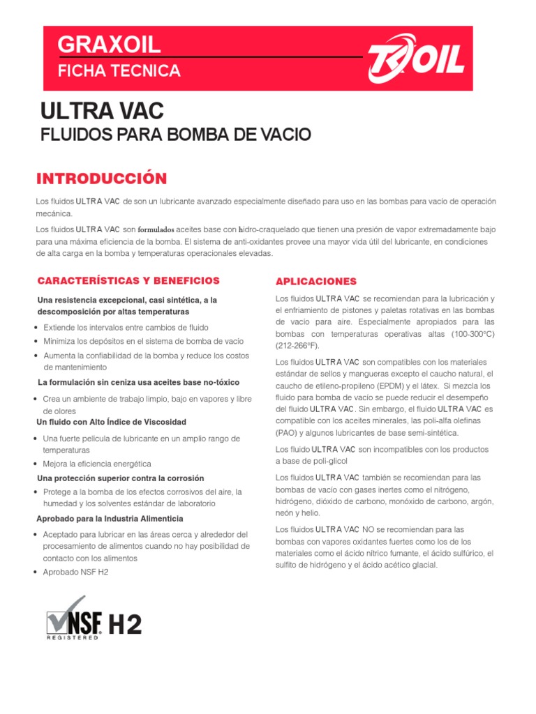 ULTRA VAC FT | PDF | Lubricante | Bomba