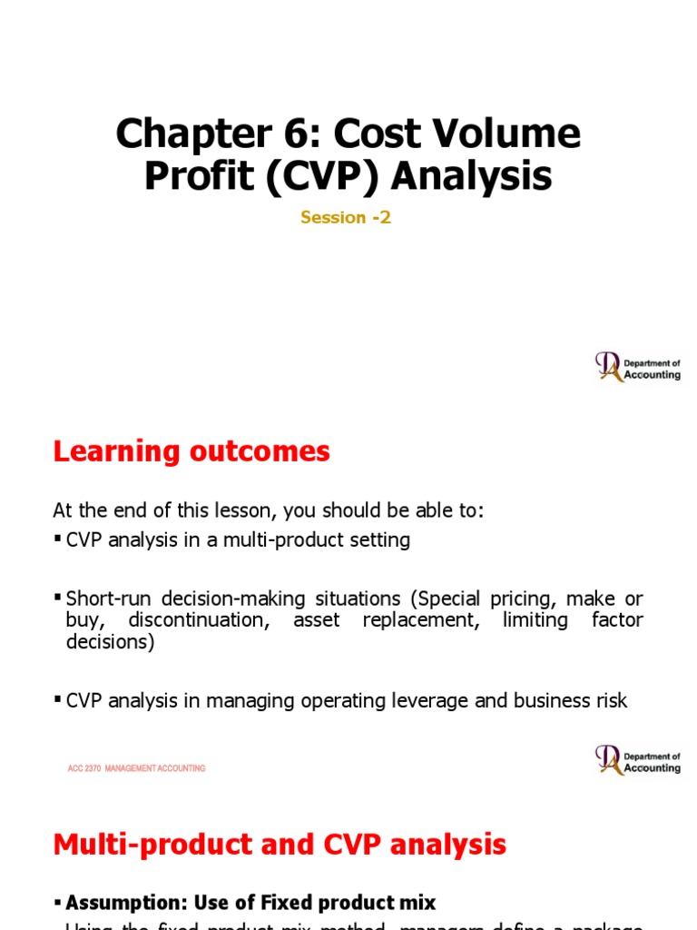 Chapter 6 CVP Analysis - Part II Student Version | PDF | Financial Markets | Accounting