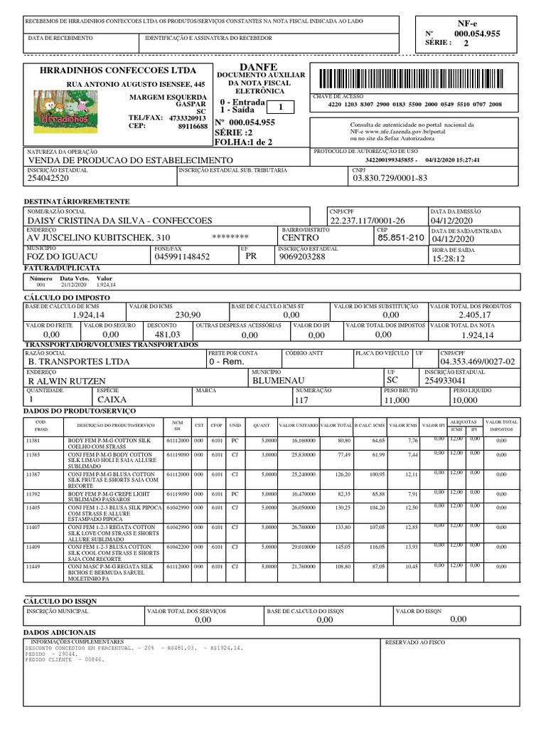 Danfe | PDF | Recibo | Documento
