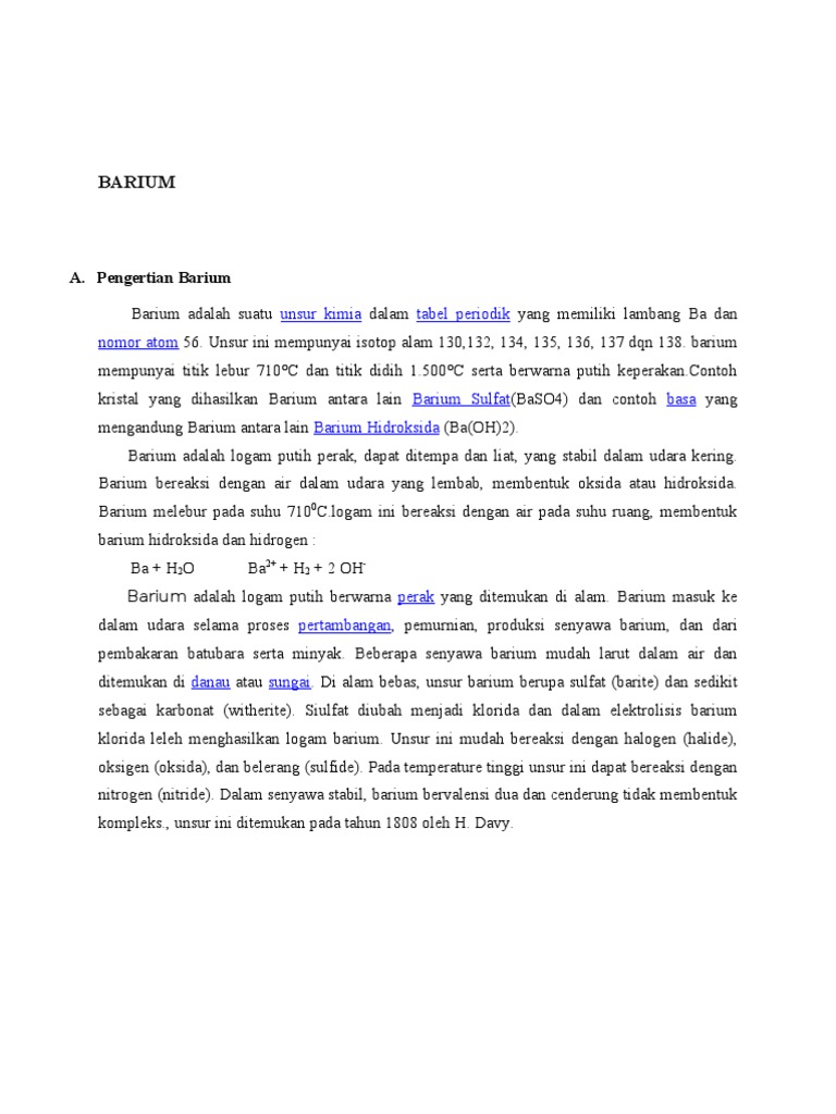 Definisi Barium | PDF | Sains & Matematika