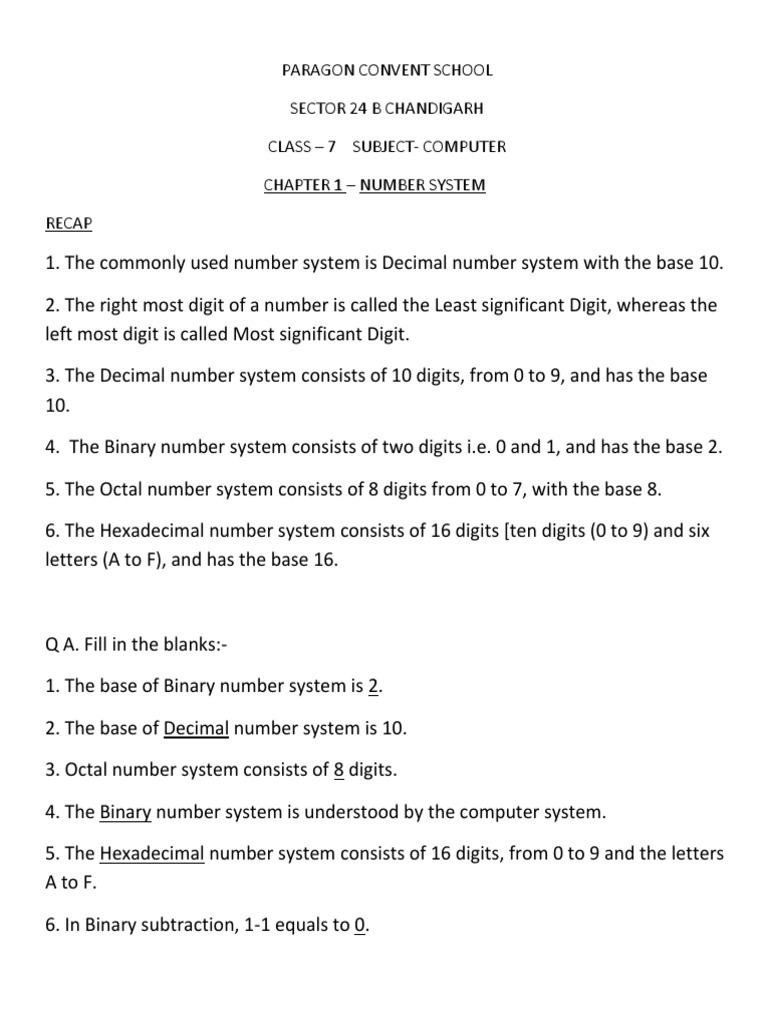 Class 7 CH 1 Answers | PDF | Numbers | Decimal