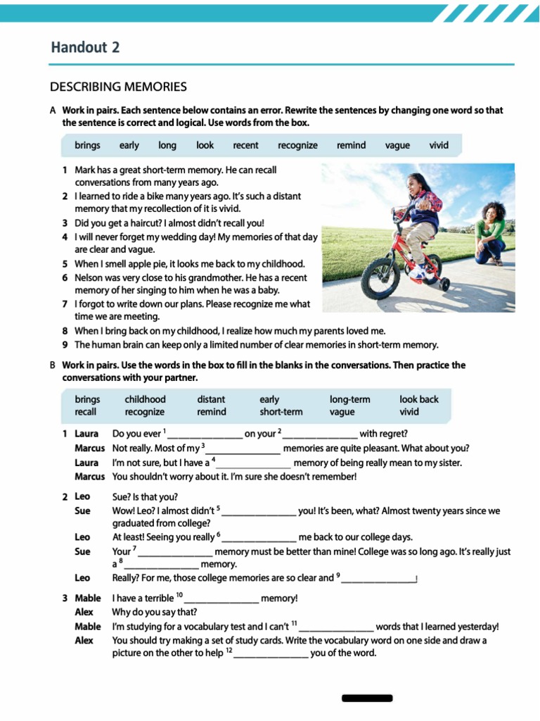 BUS 2.0 Level 4 Lesson Plan 12 Handout 2 | PDF | Memory | Psychology