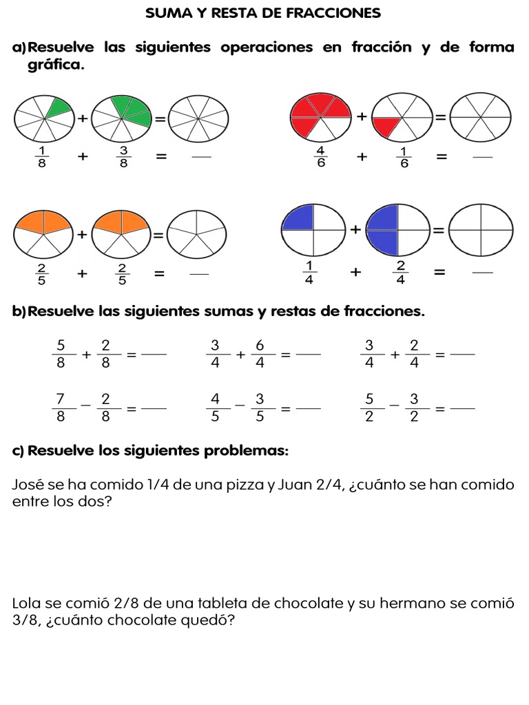 SUMA Y RESTA DE FRACCIONES | PDF