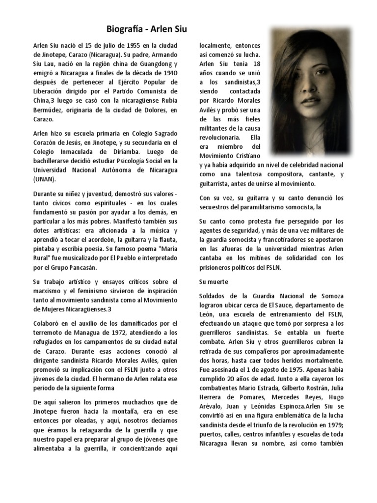 Biografía Arlen Siu | PDF | Nicaragua