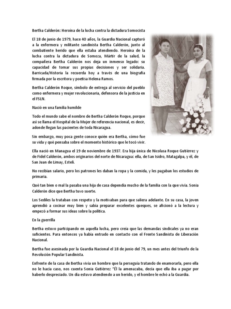 Bertha Calderón | PDF | Frente Sandinista de Liberación Nacional