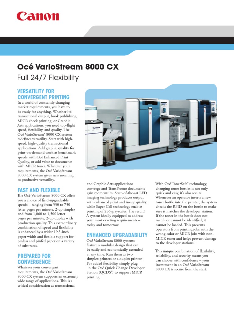 VarioStream 8000CX DataSheet | PDF | Printer (Computing) | Office Equipment