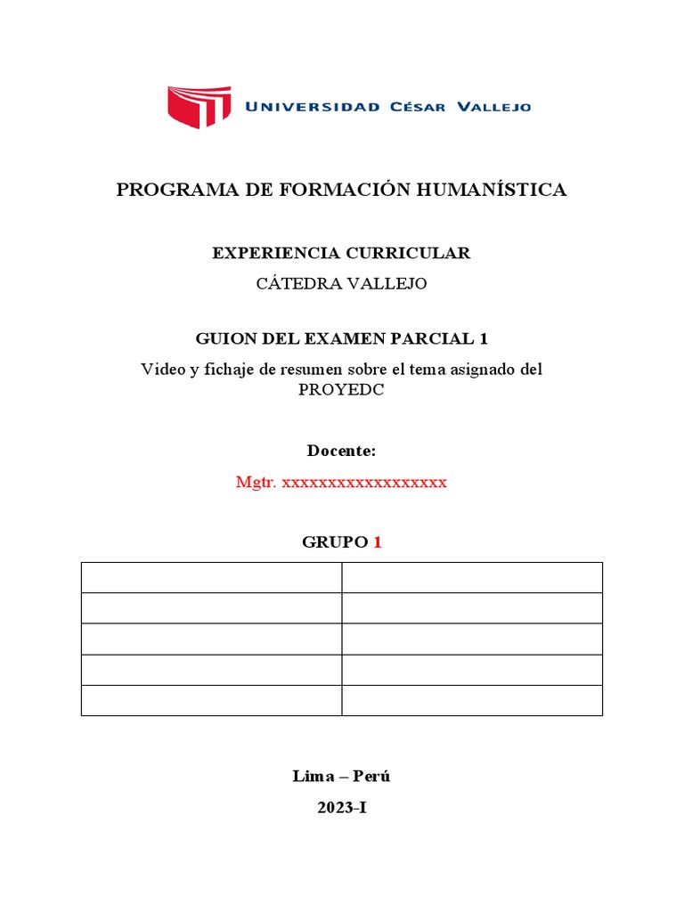 Examen Parcial 1 Catedra Vallejo | PDF