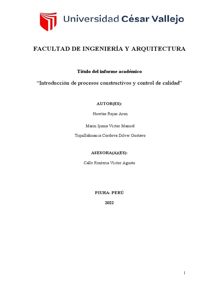 Procesos Constructivos y Control de Calidad | PDF | Planificación | Diseño