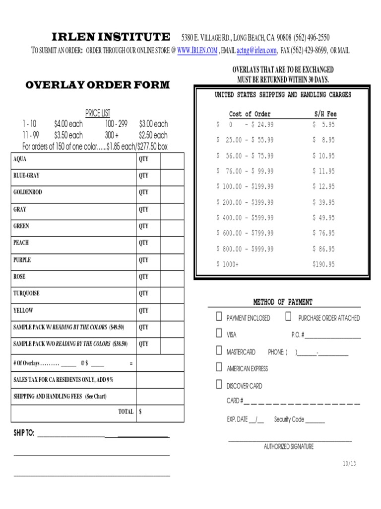 Overlay Order Form With Sample Pack 10 13 | PDF | Money | Banking ...