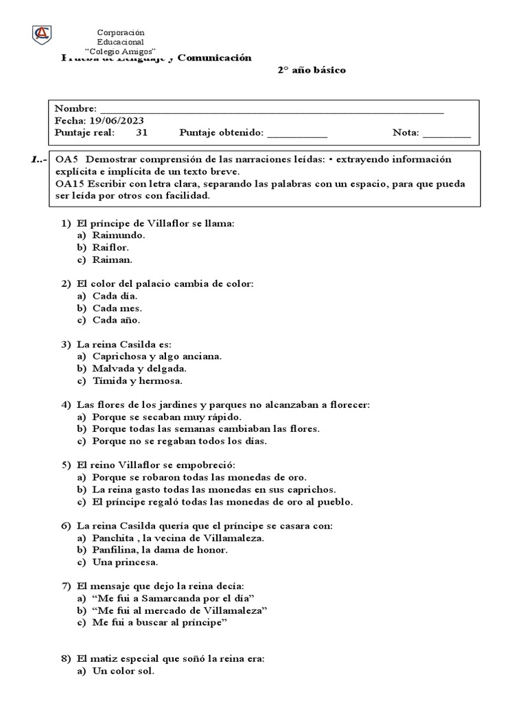 Prueba La Última Moneda de Oro. | PDF