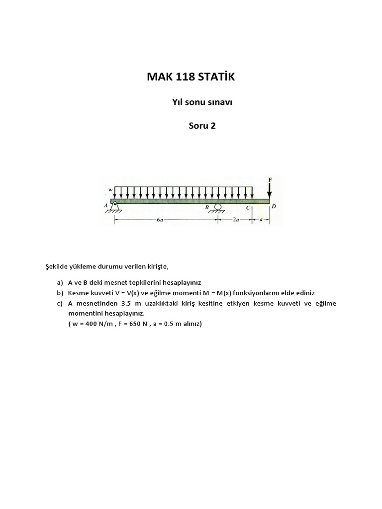 MAK 118 Yıl Sonu Sınavı Soru 2 | PDF