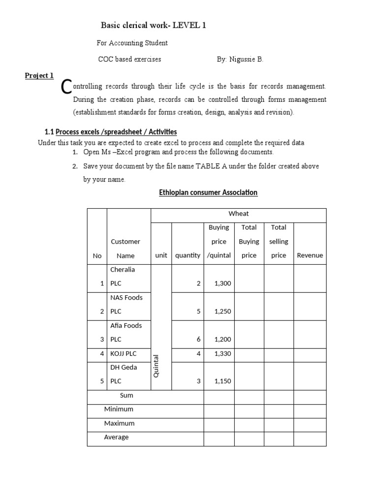 Basic Clerical Work Computer Practical | PDF | Microsoft Excel ...