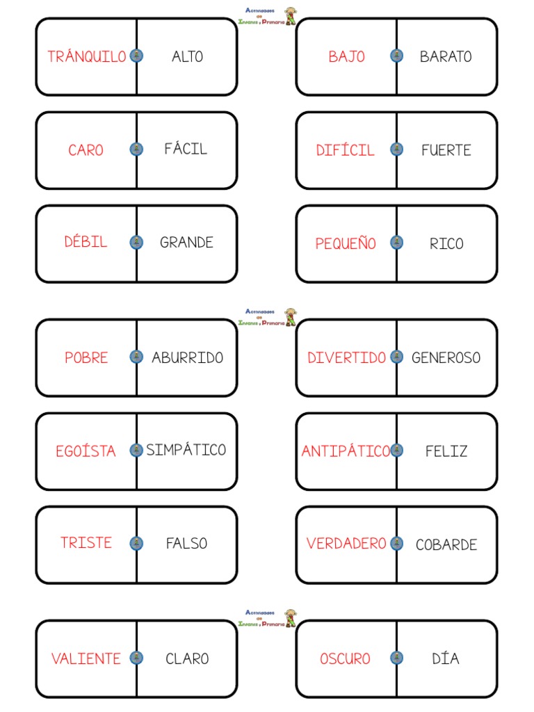 Domino de Antonimos | PDF