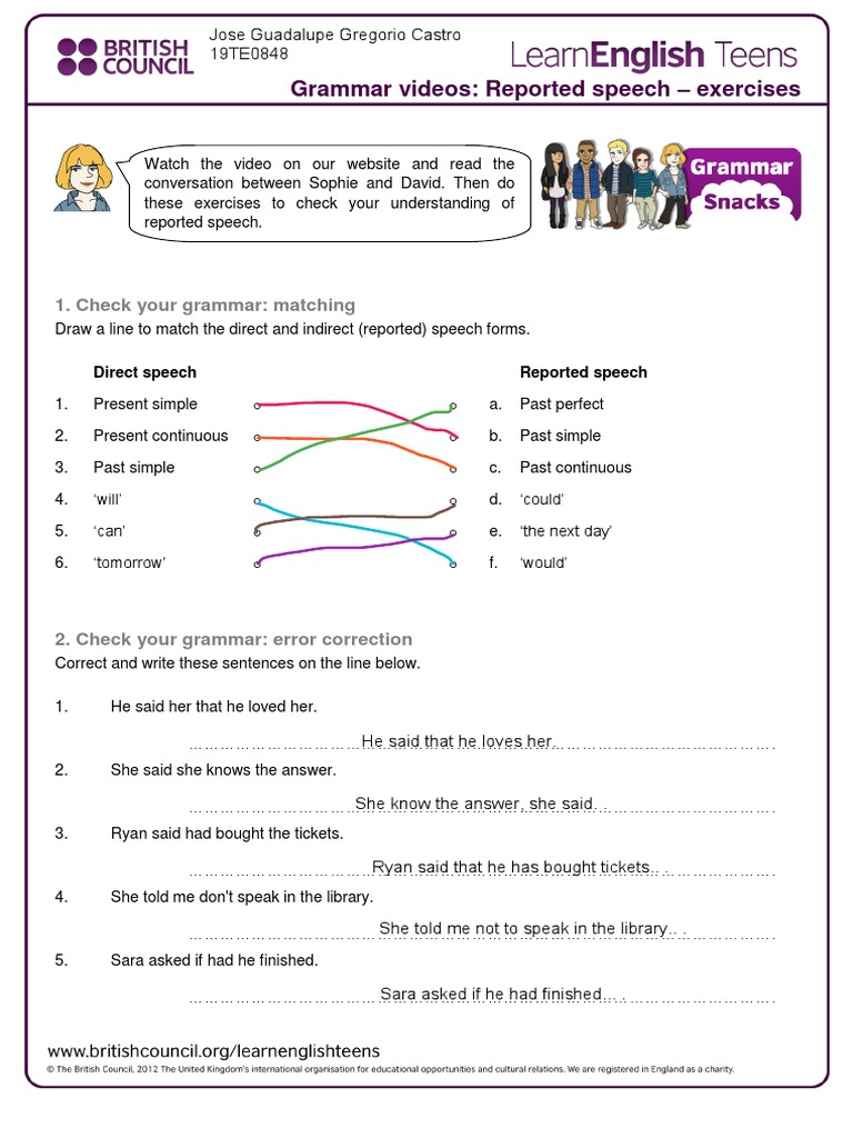 Reported Speech - Exercises | PDF | Linguistics | Human Communication