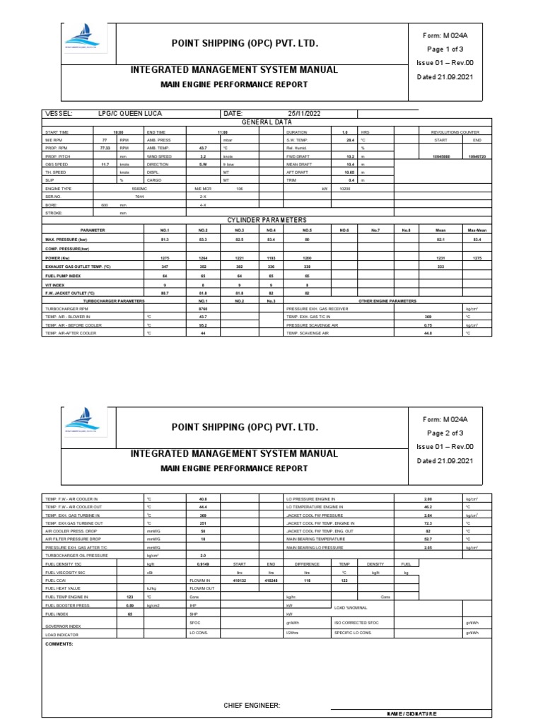 ME Performance Test 25.11.2022 | PDF | Turbocharger | Vehicle Parts
