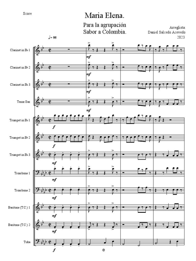 Maria Elena Score | PDF | Brass Instruments | Marching Bands