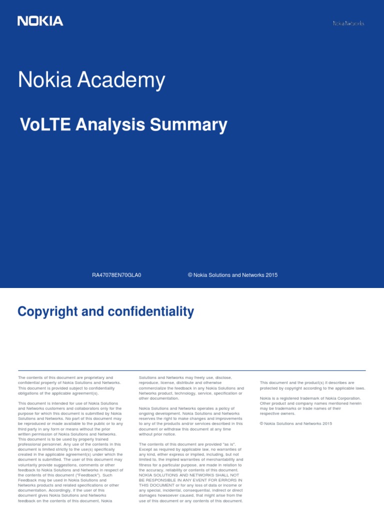 08 RA47078EN70NAA0 VoLTE Analysis | PDF | Ip Multimedia Subsystem | Telecommunications Standards