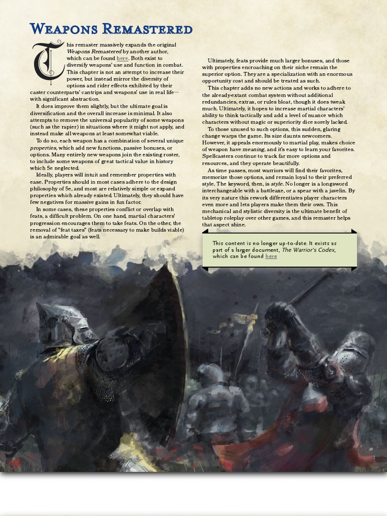 Expanded Weapon Options for 5e | PDF | Cannon | Shield