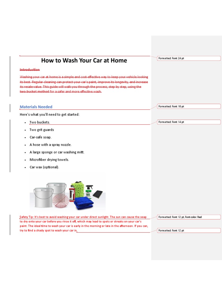 Step-by-Step Guide to Home Car Washing | PDF