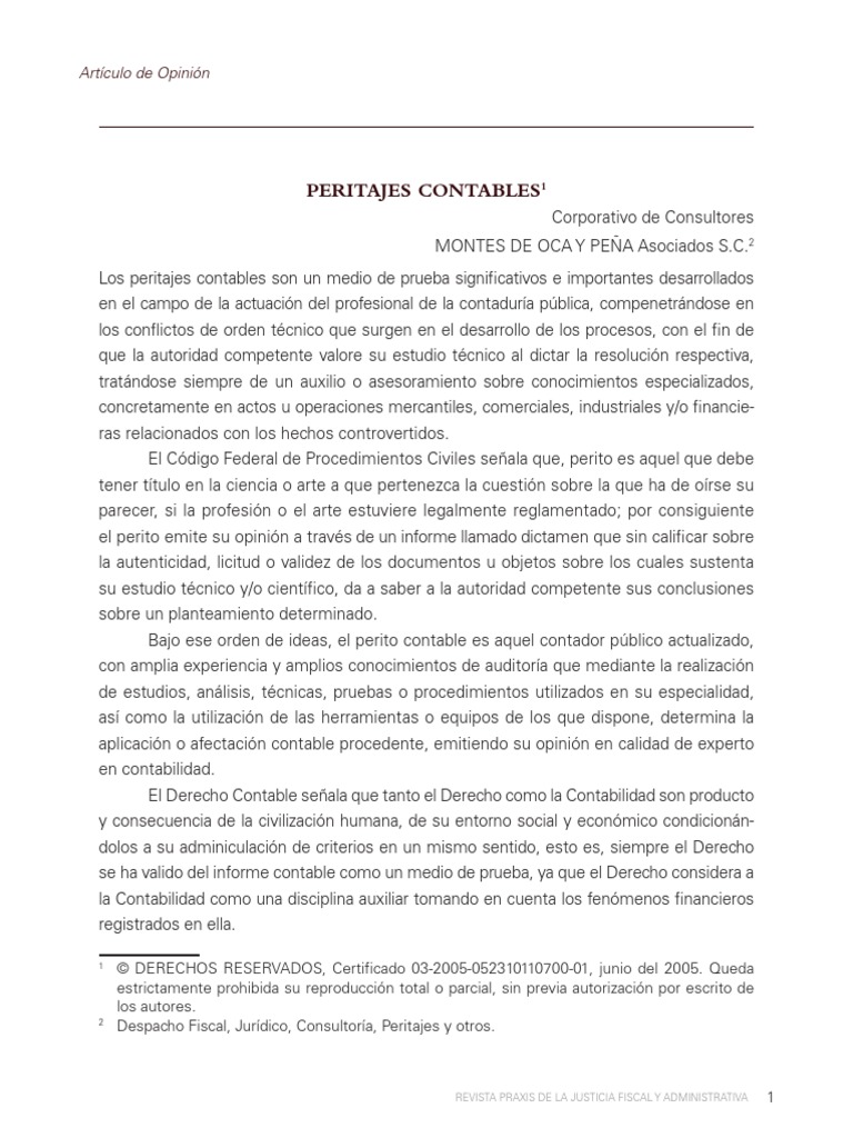 Peritajes Contables (Articulo de Opinion) | PDF | Contabilidad | Contador