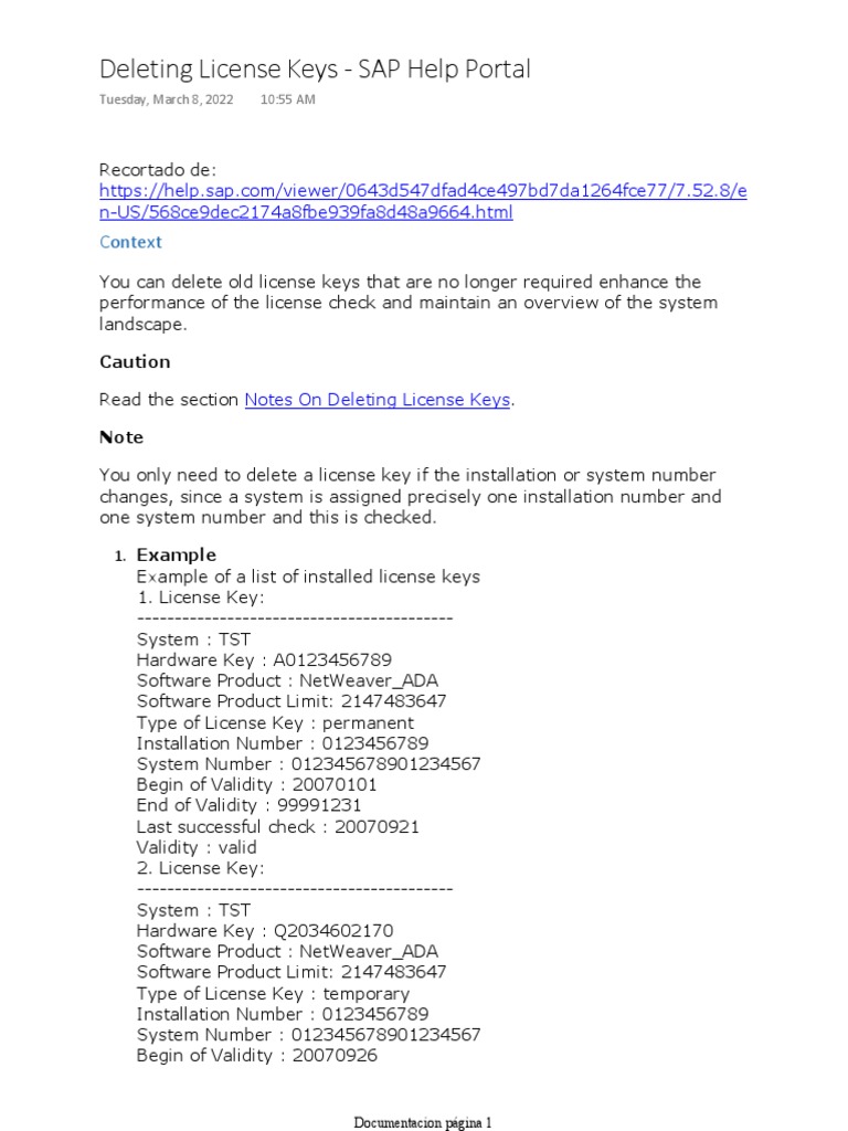 SAP Deleting License Keys | PDF | License | Systems Engineering