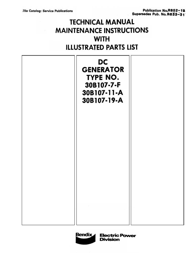 Bendix DC Generator 30B107-7-F, 30b107-11-A, 30b107-19-A | PDF ...