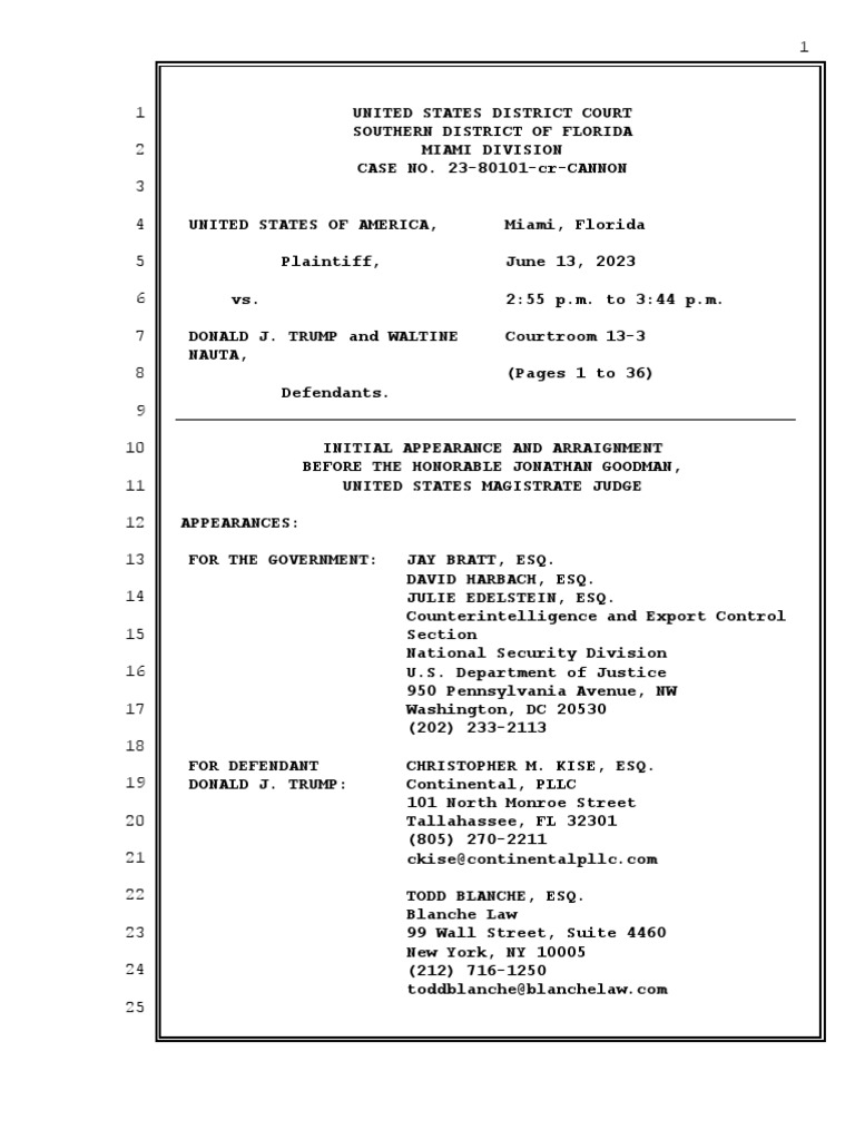 USA V Donald J. Trump and Waltine Nauta | PDF | Bail | Plea
