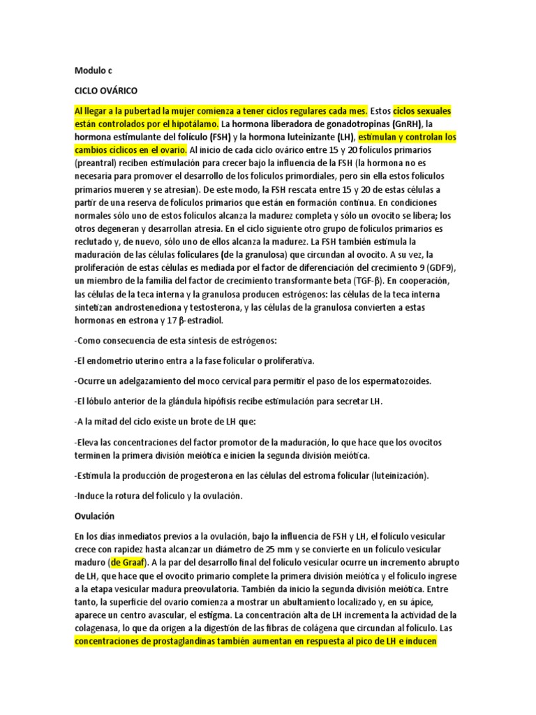 Modulo C Indira | PDF | Ovario | Hormona luteinizante