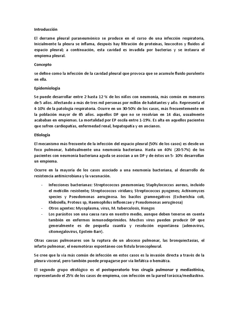 Empiema Pleural: Diagnóstico y Causas | PDF | Neumonía | Especialidades ...